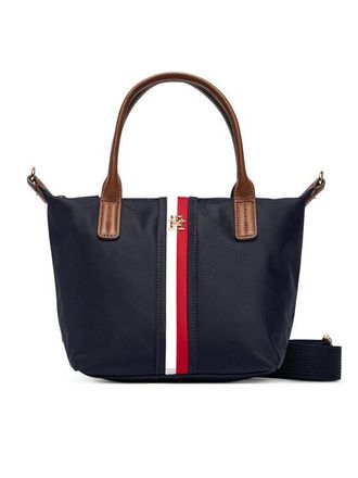 Tommy Hilfiger Handtasche Popette Mini Tote Corp AW0AW19025 Dunkelblau
