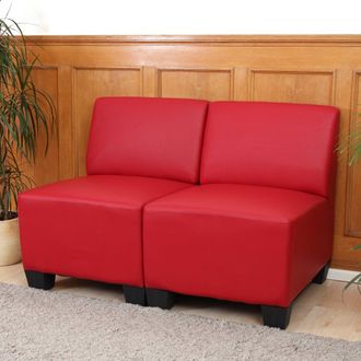 Mendler Modular 2-Sitzer Sofa Couch Lyon, Kunstleder - rot, ohne Armlehnen