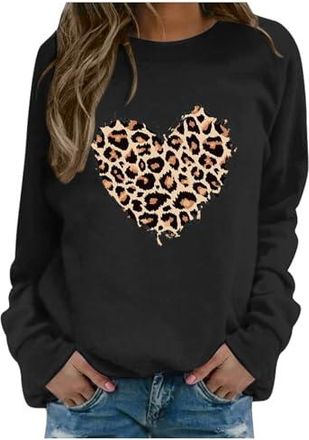 Generic Sweat &agrave; capuche d&eacute;contract&eacute; &agrave; col rond imprim&eacute; pour la Saint-Valentin 2026, Noir, XL