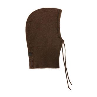 Maison Margiela Braune gerippte Woll-Balaclava mit Logo - - Accessories - Damen - Braun - S