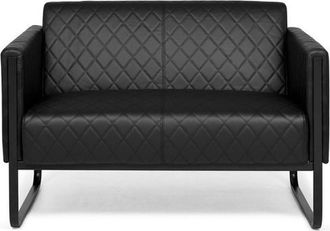 hjh OFFICE Loungesofa 2-Sitzer Aruba Black Kunstleder Polstersessel modern mit Stahlgestell, 111 x 78 x 71 cm, Schwarz
