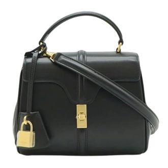 Celine Pre-owned 16 Mini Sac &agrave; Main 2way en Cuir de Veau - Femme - Pre-owned - Noir - Taille: ONE Size