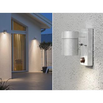 Konstsmide 2er-SetWandleuchte modena, Bewegungsmelder, galv. Stahl, GU10, H&ouml;he 9 cm, IP44