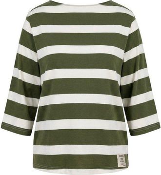 Ulla Popken Sweatshirt Sweatshirt Ringel U-Boot-Ausschnitt 3/4-Arm