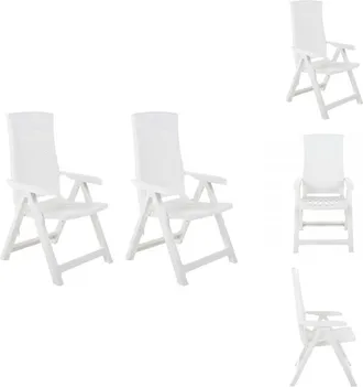 vidaXL Chaises inclinables de jardin lot de 2 Plastique Blanc - Chaise De Jardin - Chaise Inclinable - Mobilier De Jardin - Meubles De Terrasse - Fauteuil