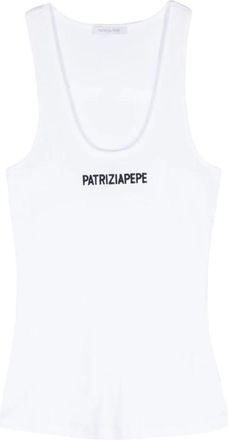 Patrizia Pepe D&eacute;bardeur c&ocirc;tel&eacute; - Femme - Tops - Blanc - Taille: 40 FR