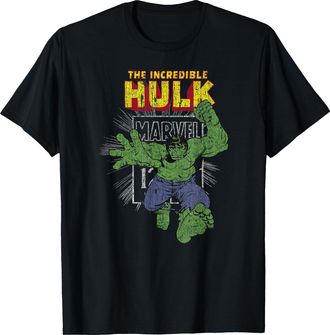 MARVEL The Incredible Hulk Retro Comic Book Stamp Logo T-Shirt
