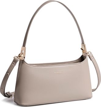 David Jones Schultertasche für Damen - Handtasche Unter der Schulter Arm PU Leder - Umhängetasche Henkeltasche Crossbody Bag Stilvoll Elegant - Taupe Braun