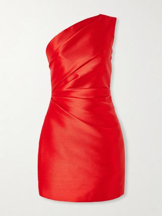 Solace London Nori Asymmetrisches Minikleid Aus Gl&auml;nzendem Twill - Rot