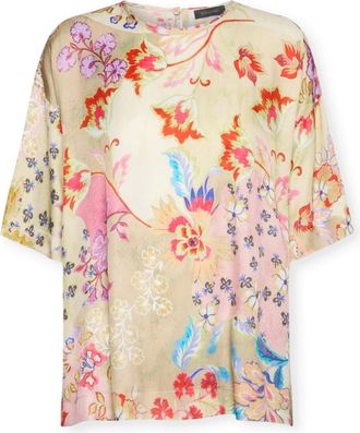 Elena Miro Femme, Blouses et Chemises, Multicolore, Taille: 40 FR Blouse Imprim&eacute;e en Twill de Viscose