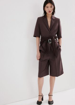 Mango Bermudas en lin droites violet - Femme - 34 - MANGO