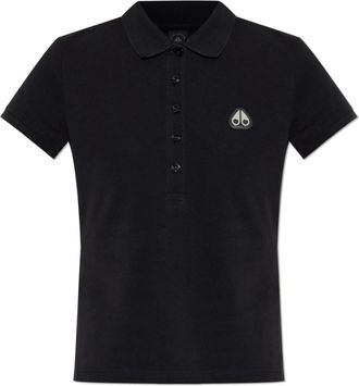 Moose Knuckles Femme, Tops, Noir, Taille: 40 FR Polo Piqu&eacute; avec &Eacute;cusson Logo