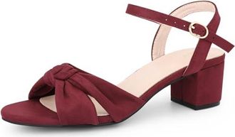 Allegra K Sandales &agrave; bride arri&egrave;re &agrave; talon &eacute;pais avec noeud papillon pour femme, bordeaux, 38.5 EU