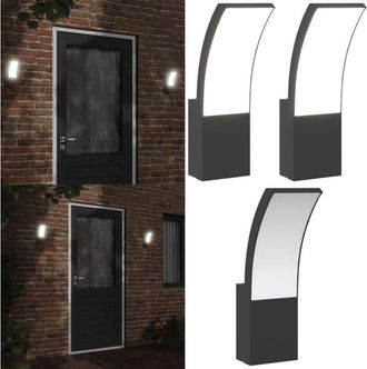vidaXL Vidaxl - Appliques murales led dextérieur 2 pcs noir - Applique Murale Exterieure - Éclairage Extérieur - Luminaire Led - Lampadaire Extérieur