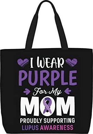 Generic Sac De Courses Porter Du Violet Pour Ma M&egrave;re, Sensibilisation Au Lupus Sac De Shopping R&eacute;utilisable Lavables Sacs En Toile &Eacute;paule, Pour &Eacute;cole, Voyage,
