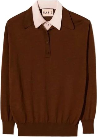 Plan C Doppelkragen-Poloshirt - - Tops - Damen - Braun - M