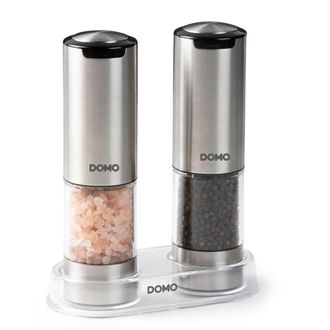 Domo DO3102 Salz und Pfefferm&uuml;hlen Elektrische 2er Set - LED Beleuchtung - Edelstahl Wiederaufladbar mit USB-C