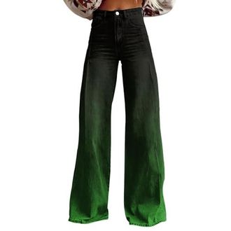 Generic Jean pour femme - Taille haute - Jambes larges - Confortable et l&eacute;ger - Couleur unie - En tissu - Long - D&eacute;contract&eacute; - Y2K - Streetwear Baggy - &Eacute;l&eacute;gan
