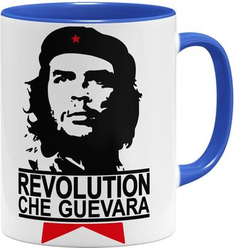 OM3 Che Guevara - Kaffee-Tasse - Keramik Becher - 11oz 325ml - Beidseitig Bedruckt - Blau