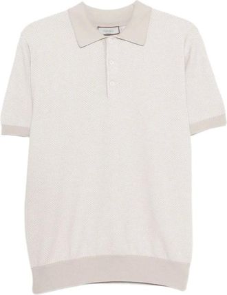 Canali Homme, Tops, Beige, Taille: 3XL Polo en maille textur&eacute;e