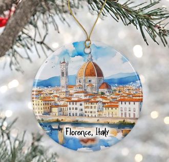 Generic Weihnachtsdeko Florenz Italien Liebhaber Traditioneller Weihnachtsbasteln Runde Weihnachtsbaumanh&auml;nger Aus Keramik F&uuml;r Hochzeit Zuhause Christbaum