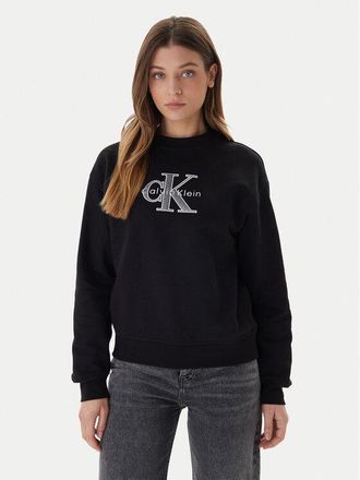 Calvin Klein Jeans Sweatshirt Foil Monologo LV047E825G Schwarz Regular Fit