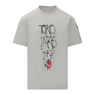 Yohji Yamamoto Chito City Grafik Kurzarm-T-Shirt - - Tops - Herren - Grau - S