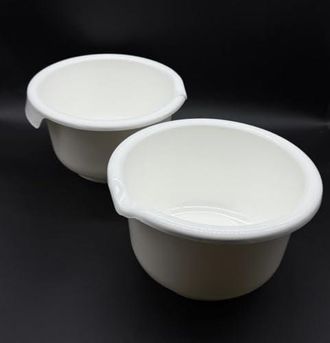 Kimmel 2 Stück Rührschüssel 2,5 Liter Backschüssel Teigschüssel Salatschüssel Schüssel Plastikgeschirr, aus Kunststoff, Farbe weiß, Mehrweggeschirr