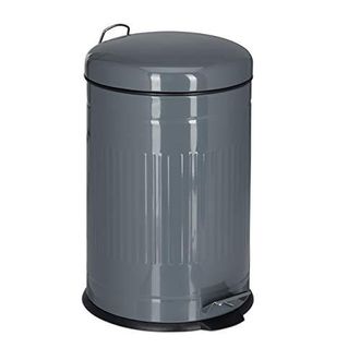 Relaxdays Treteimer 20l, Anti-Rutsch Pedal, Inneneimer mit Henkel, Abfalleimer K&uuml;che, Tretm&uuml;lleimer, Edelstahl, grau