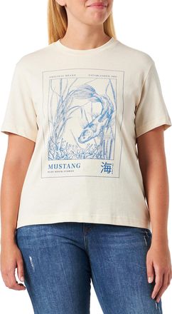 Mustang Jeans Damen Style Alina C Print T-Shirt, Raw Cotton Colour 2082, S