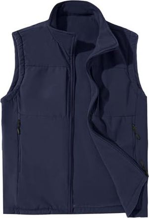Feoya Gilet Homme Veste R&eacute;versible en Polaire Bodywarmer Automne Hiver Polaire Veste Sans Manches Softshell Outdoor Chaude Gilet avec Plusieurs Poches Bleu 