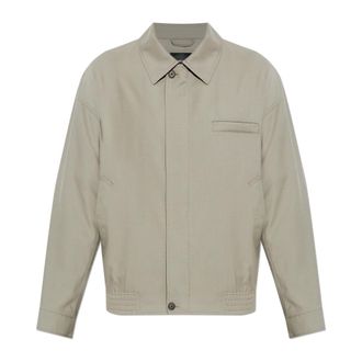 Emporio Armani Jacke aus mikrotexturierter- leichter Wolle mit Fischgr&auml;tenmuster - - Jackets - Herren - Grau - 2XL