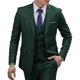 Generic Ensemble 2 pi&egrave;ces pour homme - Coupe ajust&eacute;e - &Eacute;l&eacute;gant costume de mariage daffaires formel - Smoking simple boutonnage - Blazer et pantalon, Vert, XXS