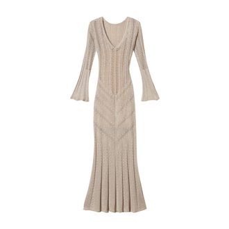 Twinset Femme, Robes, Beige, Taille: 42 FR Robe Midi Col en V