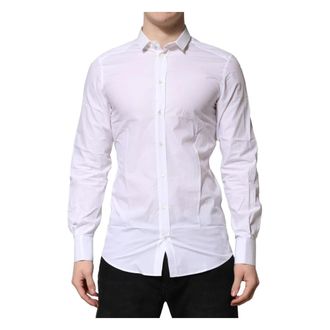 Dolce & Gabbana Wei&szlig;e Baumwoll Langarm Formelle Hemd - - Shirts - Herren - Wei&szlig; - XS