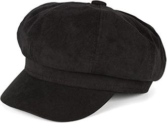 styleBREAKER Ladies Soft Fabric Balloon Cap, Peaked Hat Vintage Style, Bakerboy Slider Cap, Newsboy Cap 04023086, Couleur:Noir