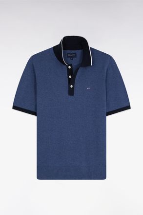 Eden Park Pull Manches Courtes &Agrave; Col Polo En Coton Bleu Coupe Droite