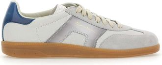 Santoni Homme, Chaussures, Blanc, Taille: 40 1/2 EU Baskets en cuir blanc avec inserts en daim