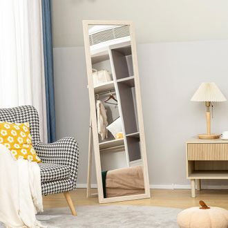 HOMCOM Ganzk&ouml;rperspiegel 160 x 50 cm Rechteckig Standspiegel mit Steinoptik, Splitterfrei Wandspiegel zum Anlehnen, Stehen, Spiegel f&uuml;r Wohnzimmer, Schlafzim