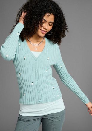 Kangaroos Strickjacke aus Rippstrick mit Stickerei