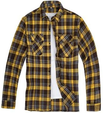 Generic Chemises &agrave; carreaux pour homme | Chemise &agrave; manches longues &agrave; revers | Chemise &agrave; carreaux pour le bureau | Chemise de b&ucirc;cheron style tartan pour homme 