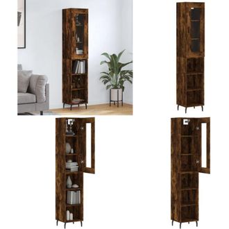 vidaXL Buffet haut Ch&ecirc;ne fum&eacute; 34,5x34x180 cm Bois ding&eacute;nierie - Buffet ch&ecirc;ne fum&eacute; - Bois ding&eacute;nierie