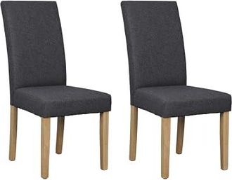 Byliving Esszimmerstuhl 2er Set Elias/Webstoff dunkelgrau/Gestell Massivholz schwarz/B 47, H 99,5, T 60 cm