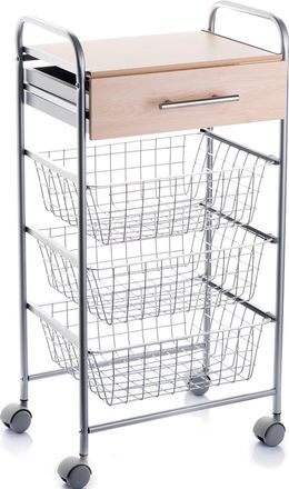 DON HIERRO Küchenwagen, Rollwagen 5 Ebenen, Nischenregal mit Rollen ALESIA BEECH