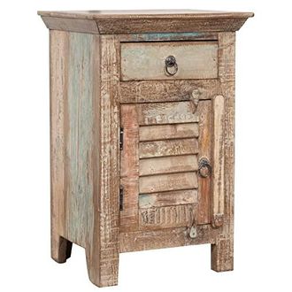 Biscottini International Nachttisch aus recyceltem Holz 65 x 33 x 43 cm | Nachttisch für Schlafzimmer rustikal | Vintage Nachttische mit antikem Finish