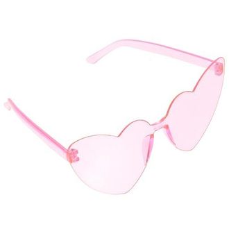 Frcolor Lunettes de Soleil sans Monture de Coeur Couleur Rose Transparent Bonbon Polycarbonate L&eacute;ger et R&eacute;sistant Accessoire pour Soir&eacute;es F&ecirc;tes et Photos Fun