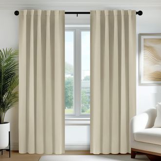 Deconovo Verdunkelungsvorh&auml;nge Blickdichte Gardinen mit Kr&auml;uselband Schlaufen Vorhang 3-in-1 Thermo Vorh&auml;nge gegen Hitze Curtains f&uuml;r Wohnzimmer Schlafzimmer, 