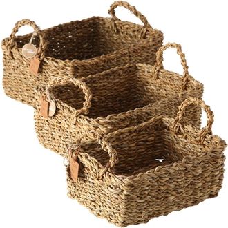 Meinposten 3 Körbe Aufbewahrungskörbe Korb Aufbewahrungskorb Dekokorb eckig braun Seegras