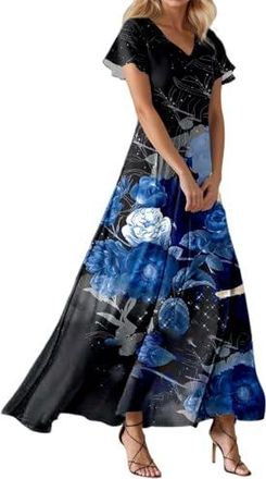 Generic Robe boh&egrave;me 2026 pour femmes, robe d&eacute;t&eacute; d&eacute;contract&eacute;e et fluide sans manches, col en V, bretelles spaghetti, robe d&eacute;t&eacute; d&eacute;contract&eacute;e, Noir, XXL