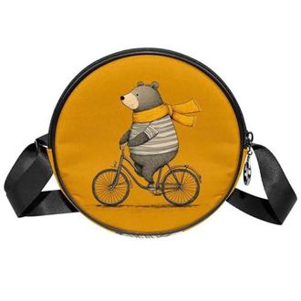 Generic Sac &agrave; bandouli&egrave;re rond pour femme, joli ours avec fermeture &eacute;clair, bretelles r&eacute;glables, sac &agrave; main rond d&eacute;contract&eacute; pour femmes et filles